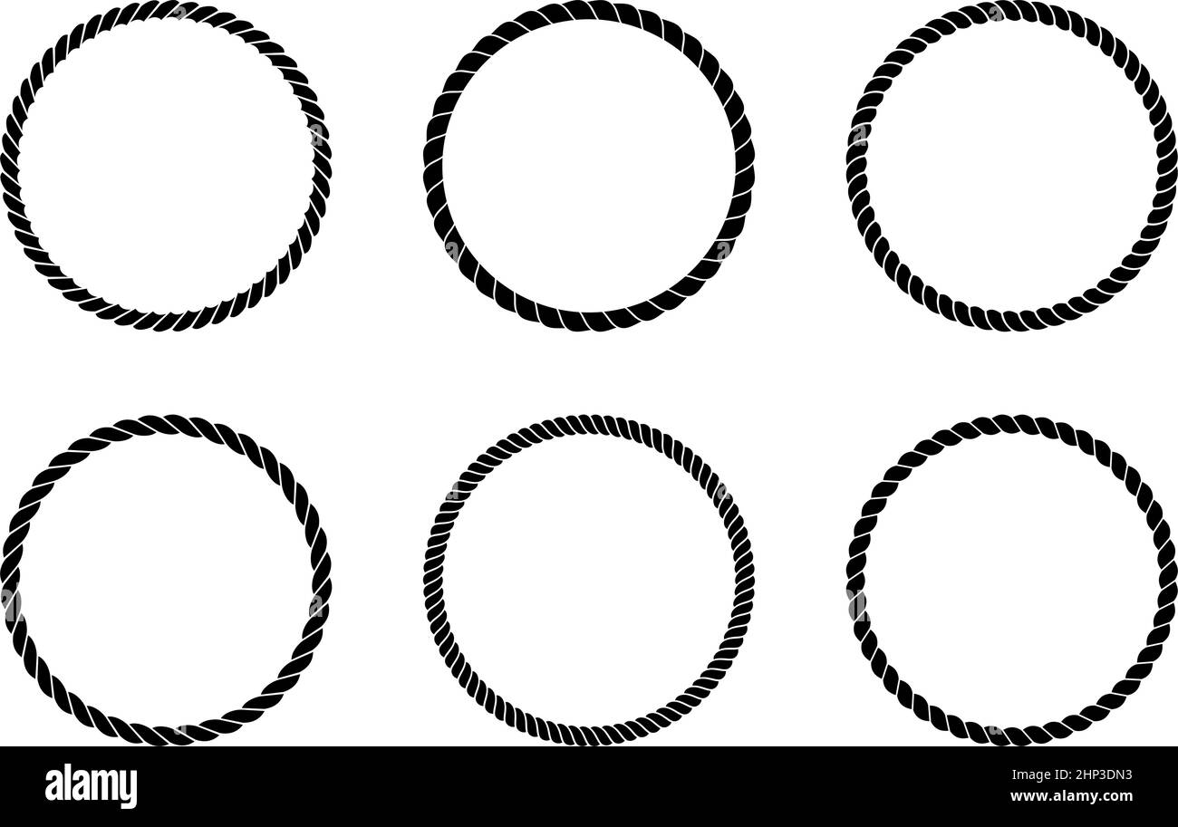 Cord or rope circle set arrangement as vector on an isolated white ...