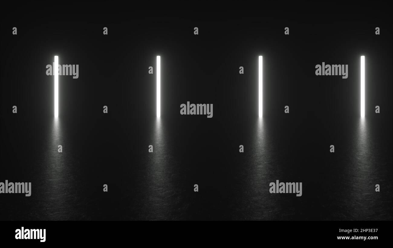 Futuristic corridor with 3d render lighting made of flickering electric ...