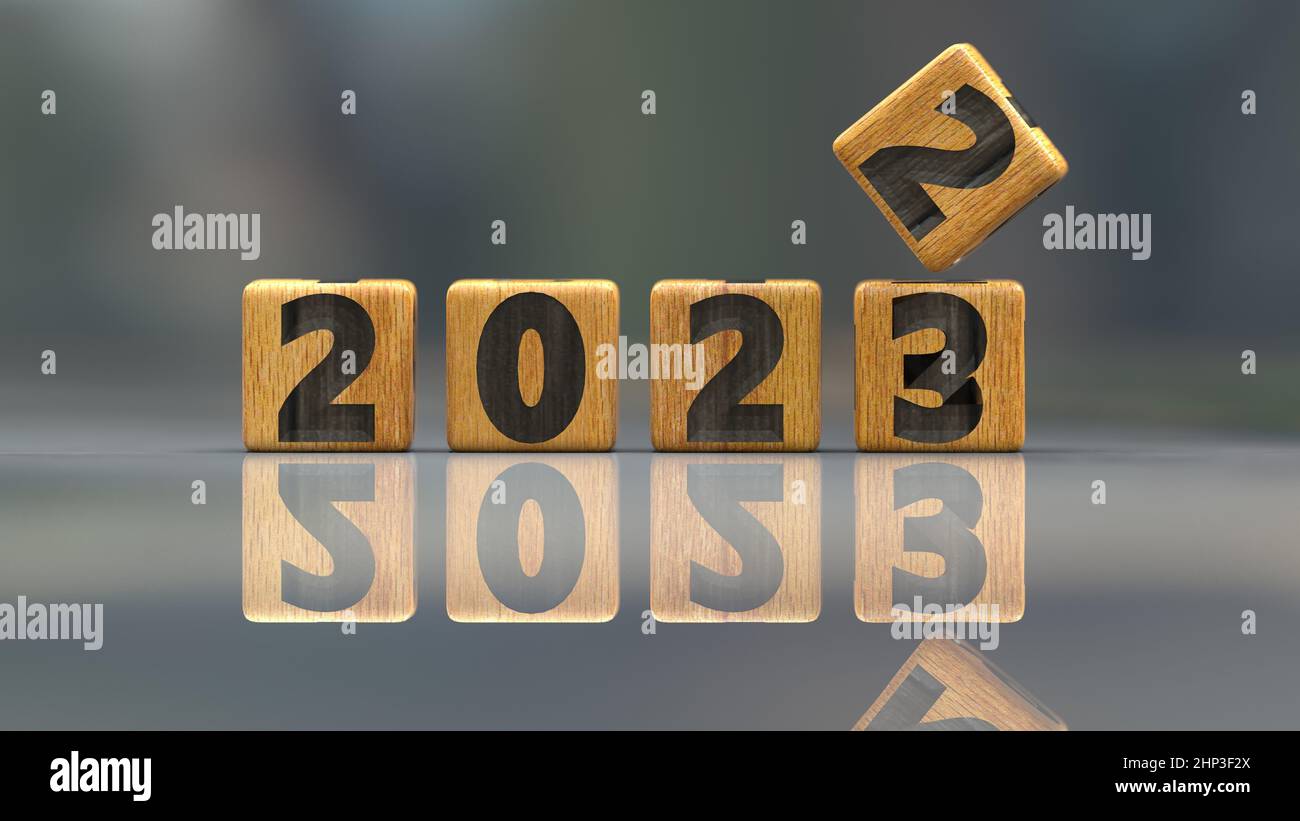 The 3d rendering of wood dice with 2023 wording Stock Photo - Alamy
