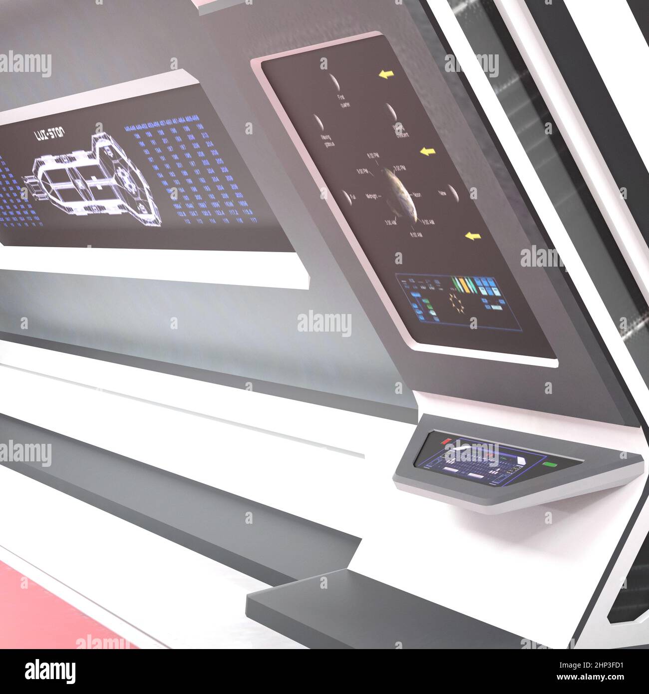 3D-illustration of the command center in a science fiction starship ...
