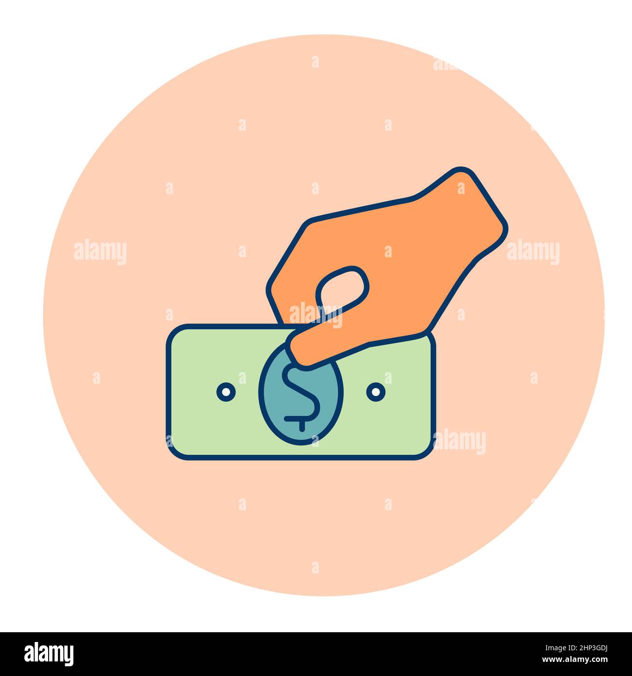 Hand holding money or money in hand outline flat icon. Hand with money ...