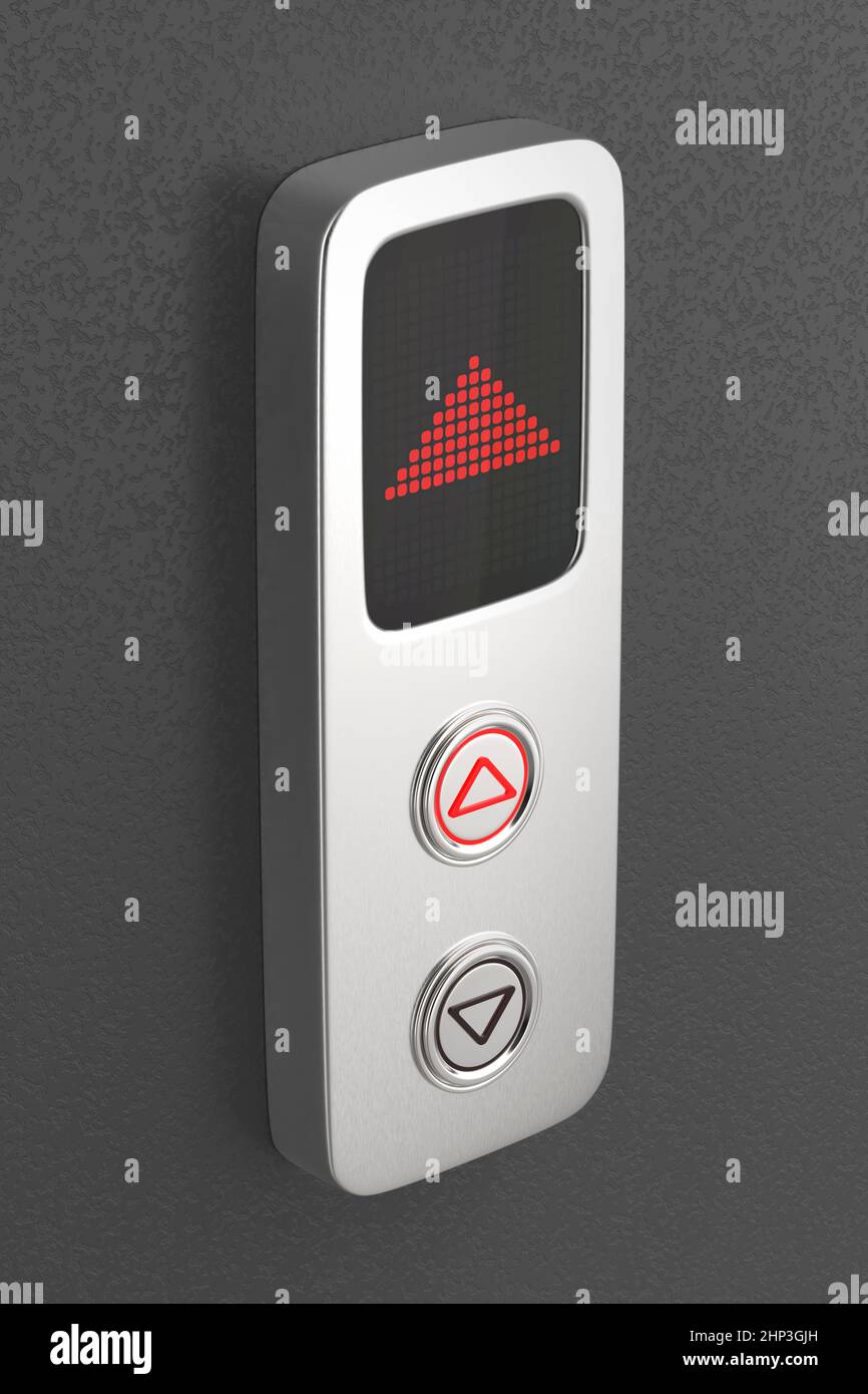 Silver elevator buttons panel on the wall Stock Photo - Alamy