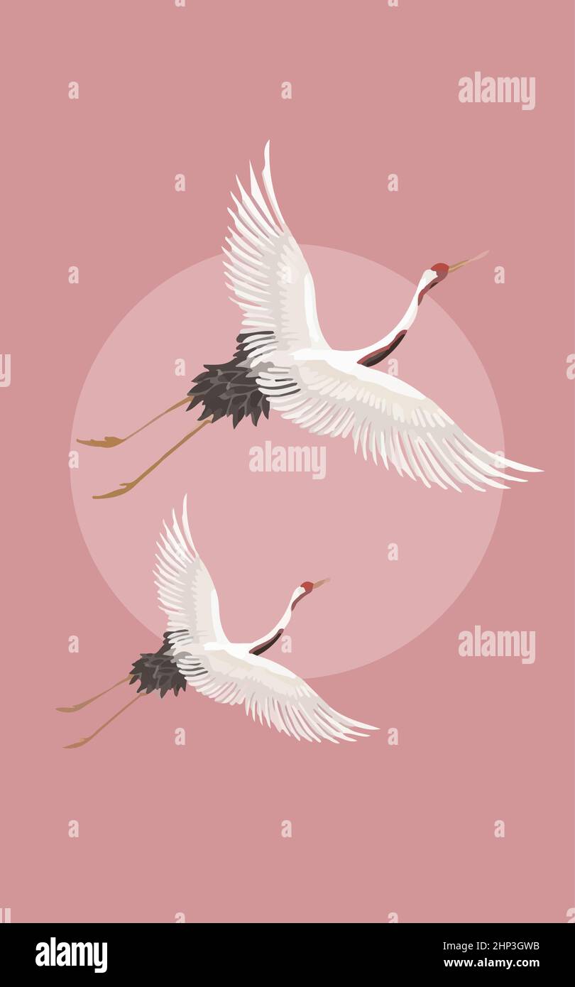 Storks flying on pink background Stock Vector Image & Art - Alamy