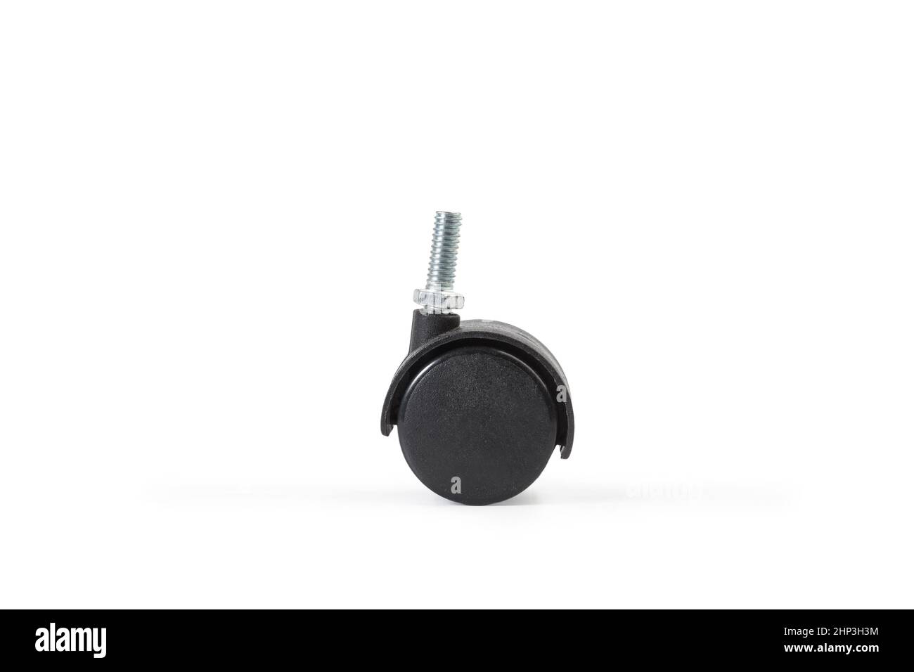 A black plastic chair wheel isolated on a white background Stock Photo ...