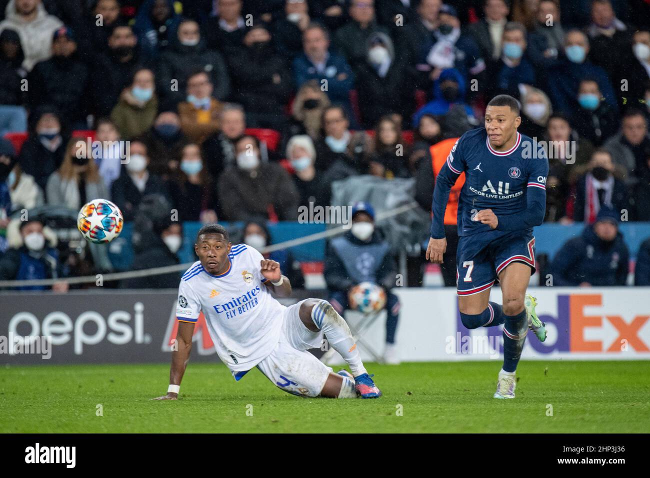 PARIS, FRANCE - FEBRUARY 15: Kylian Mbappe of Paris Saint-Germain and ...