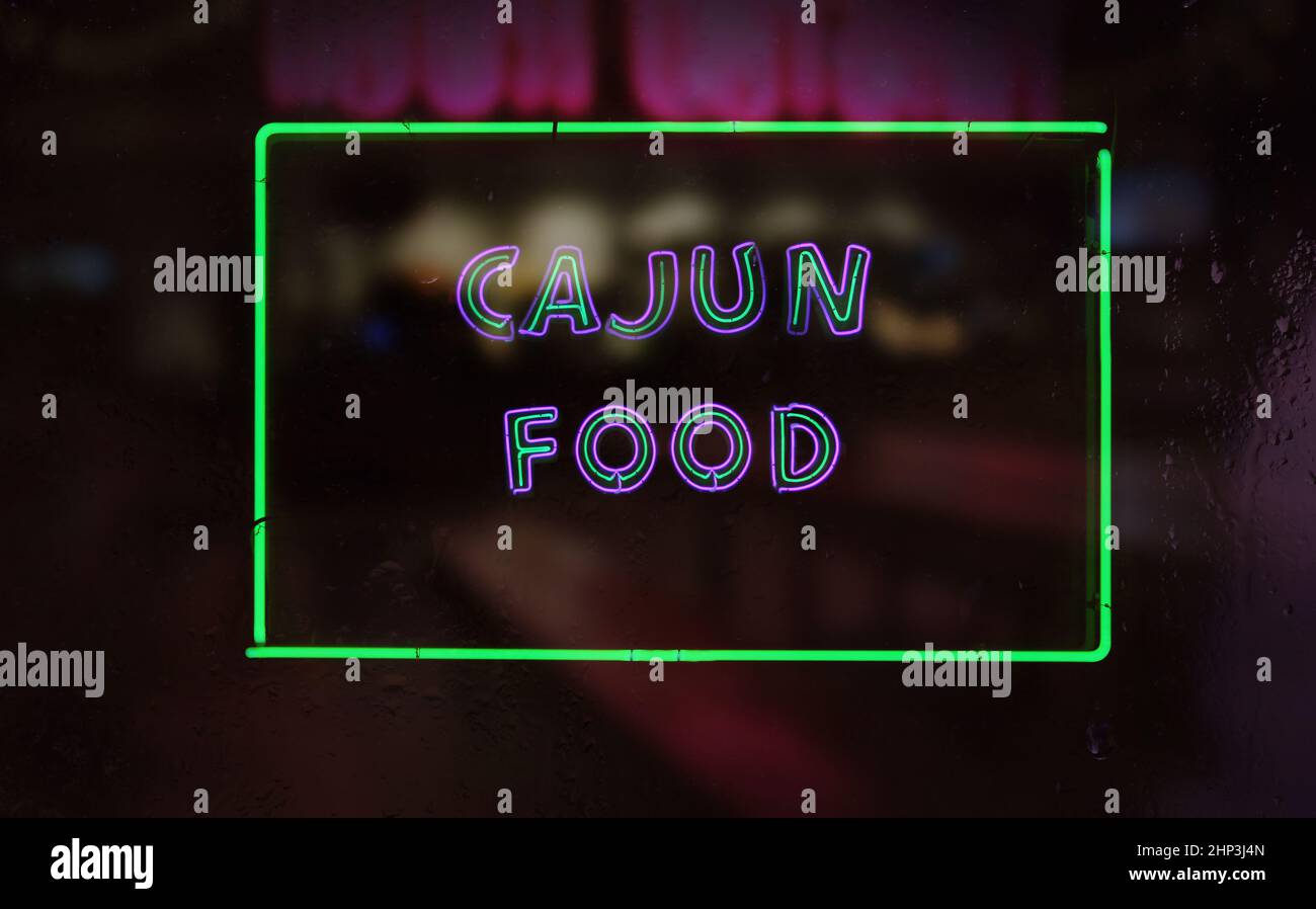 Vintage Cajun Food Neon Sign A Style of American Food Stock Photo - Alamy