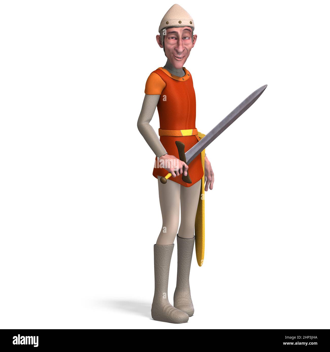 3D-illustration of a cute and funny cartoon knight Stock Photo - Alamy
