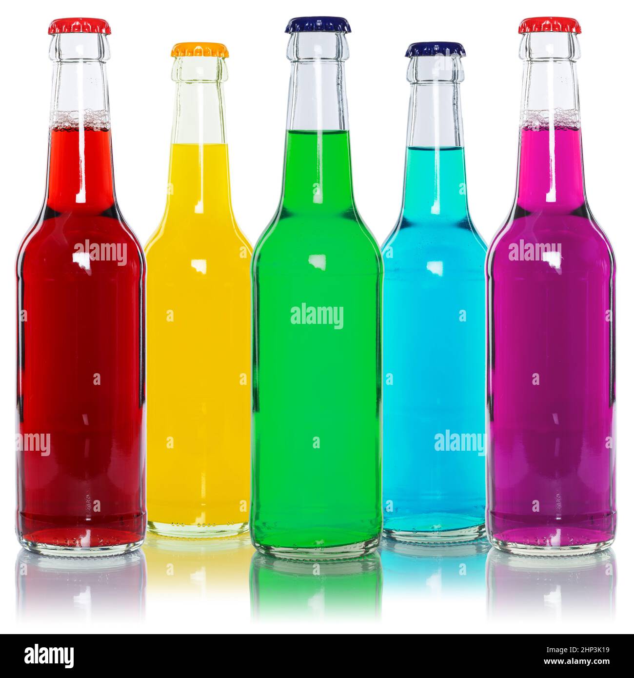 Drinks lemonade cola drink softdrinks in bottles isolated on a white ...