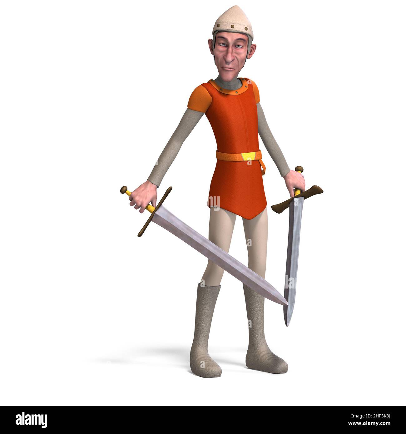 3D-illustration of a cute and funny cartoon knight Stock Photo - Alamy