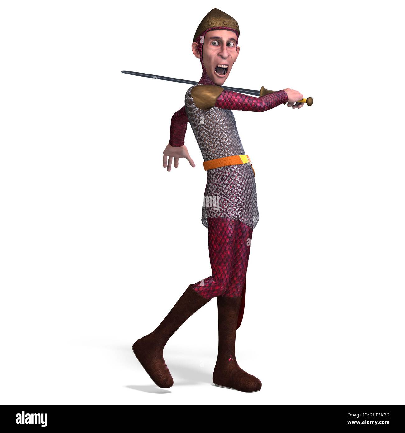 3D-illustration of a cute and funny cartoon knight Stock Photo - Alamy