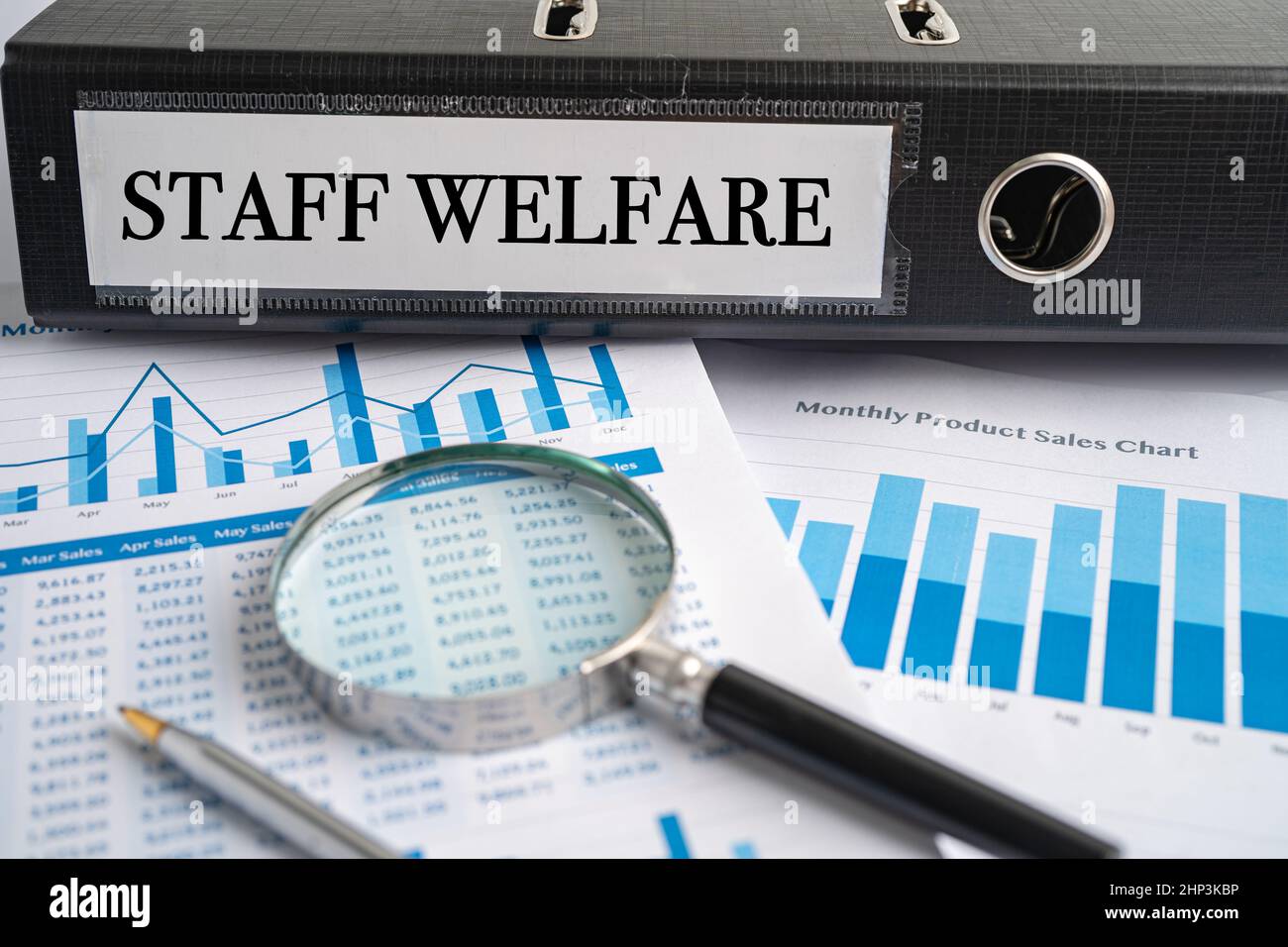 Staff Welfare. Binder data finance report business with graph analysis ...