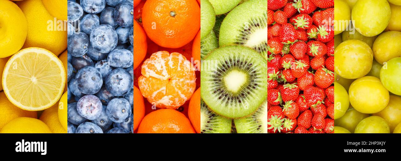 Collection of fruits fruit collage background with strawberries ...