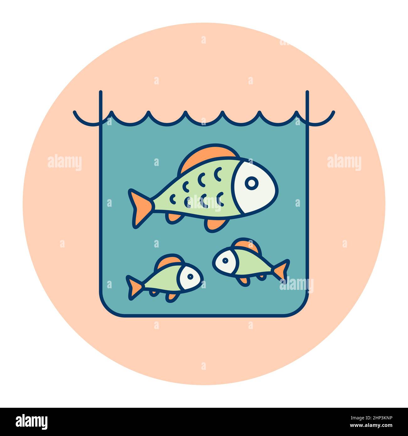 Fish in a pond or aquarium flat icon. Farm animal sign. Graph symbol ...
