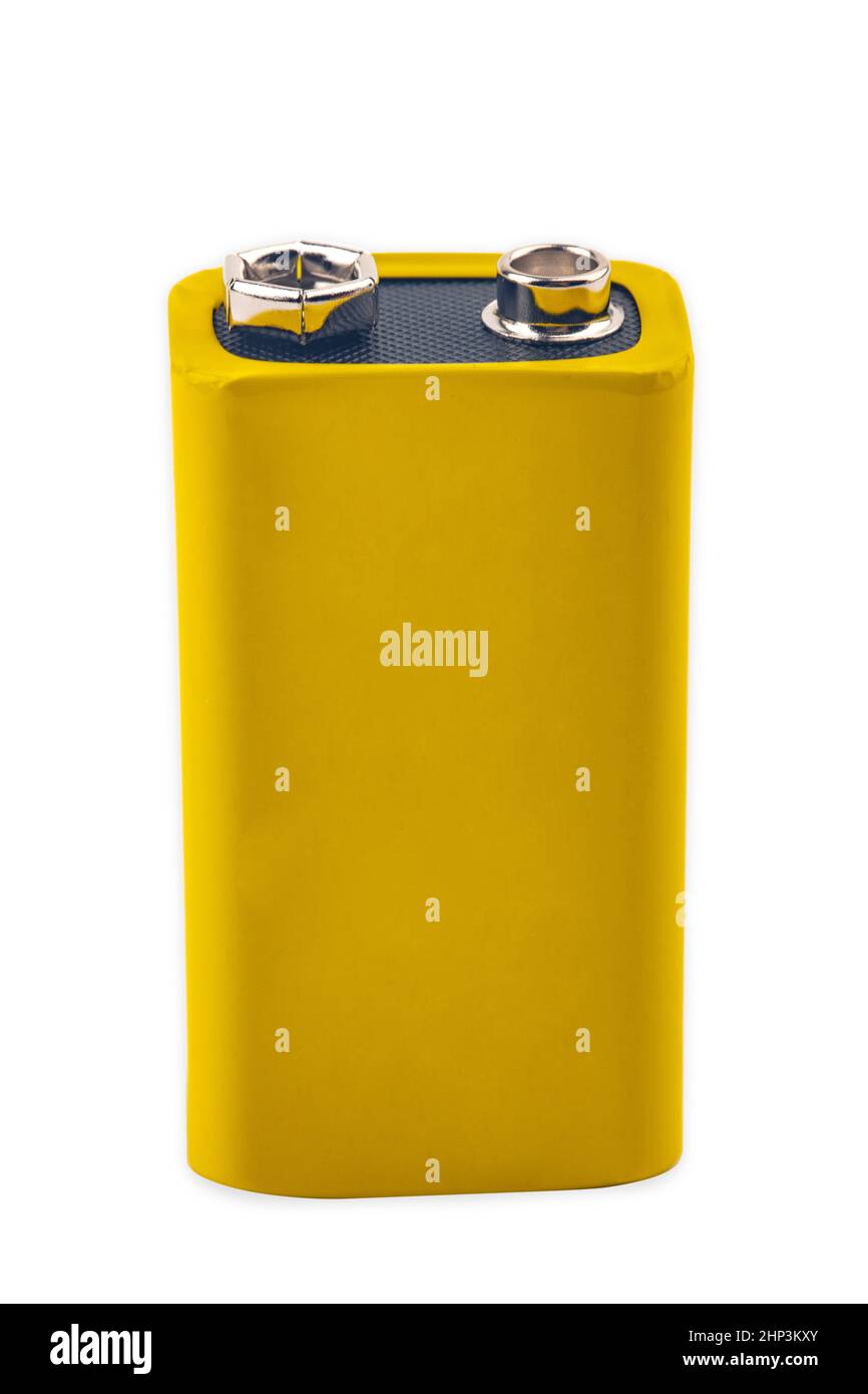 Yellow Batteries isolated on white background Stock Photo - Alamy