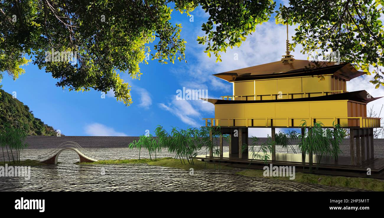The 3d rendering of nice temple with beautiful background Stock Photo ...
