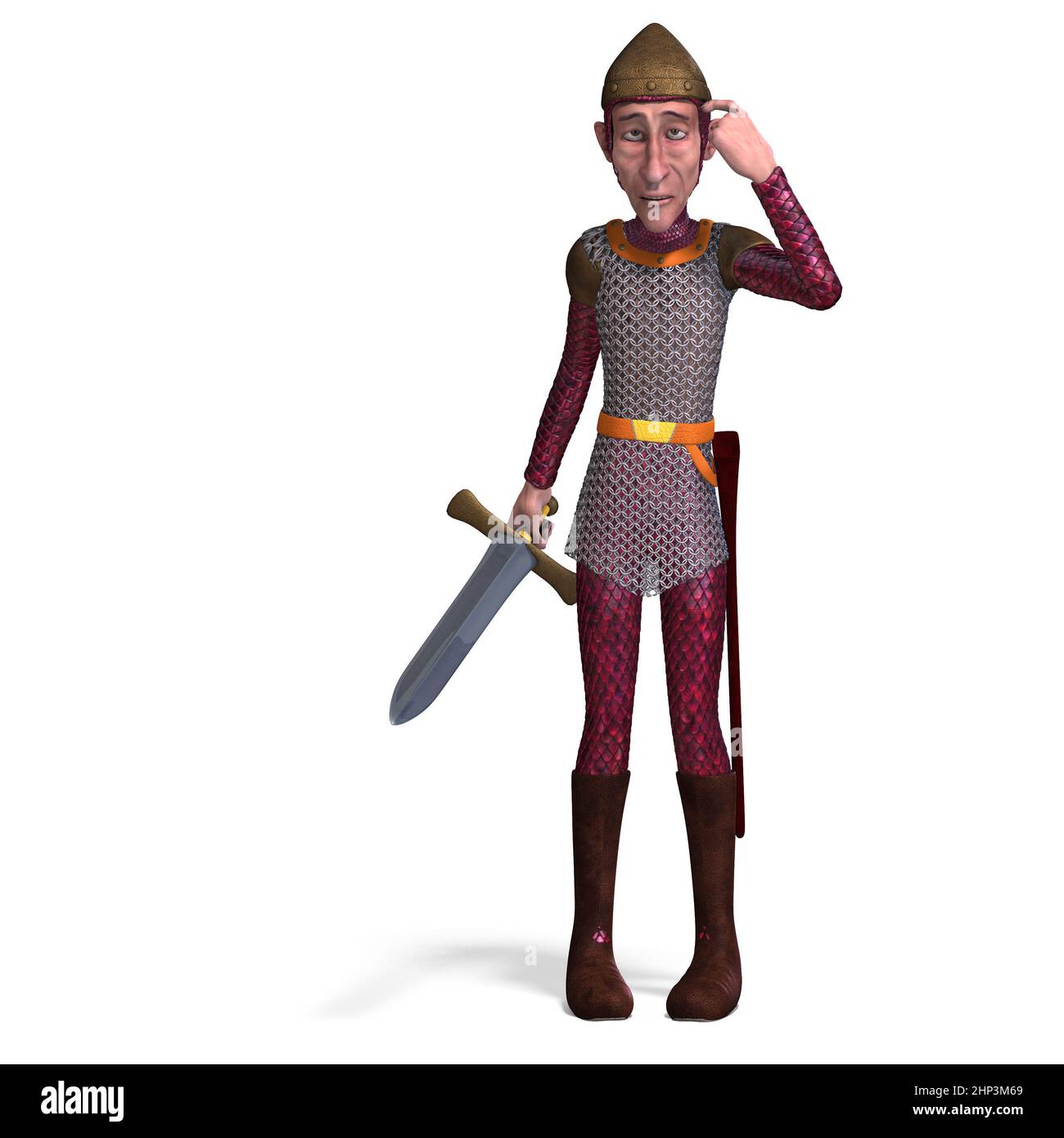 3D-illustration of a cute and funny cartoon knight Stock Photo - Alamy