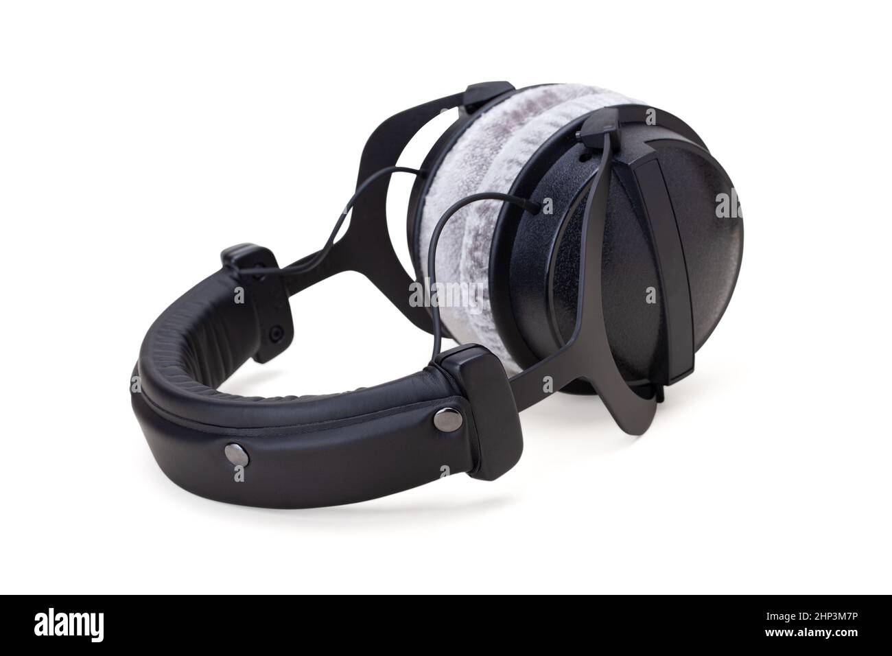 Black over ear wireless headphone isolated on white background with ...