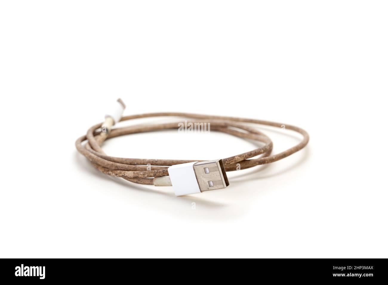 Old Universal Serial Bus (USB) on white background with shadow Stock ...