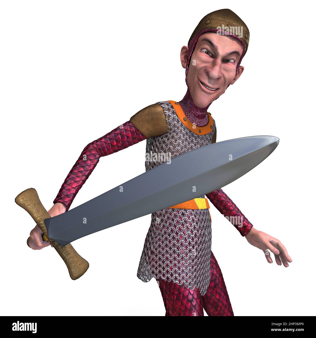 3D-illustration of a cute and funny cartoon knight Stock Photo - Alamy