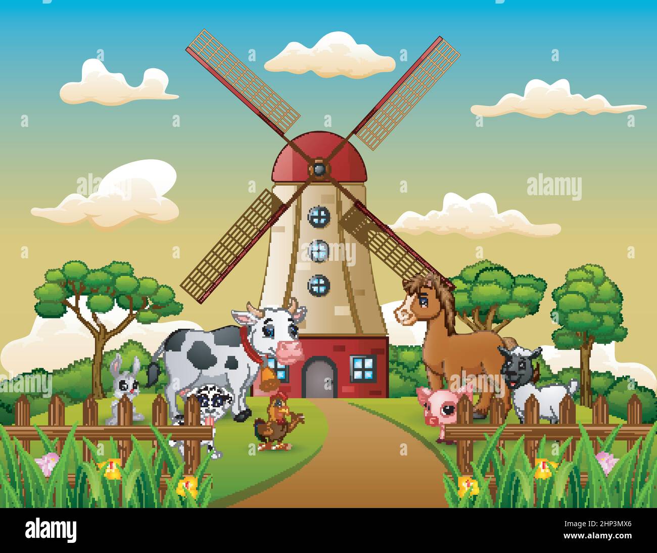Animal Farm Animals Working On Windmill