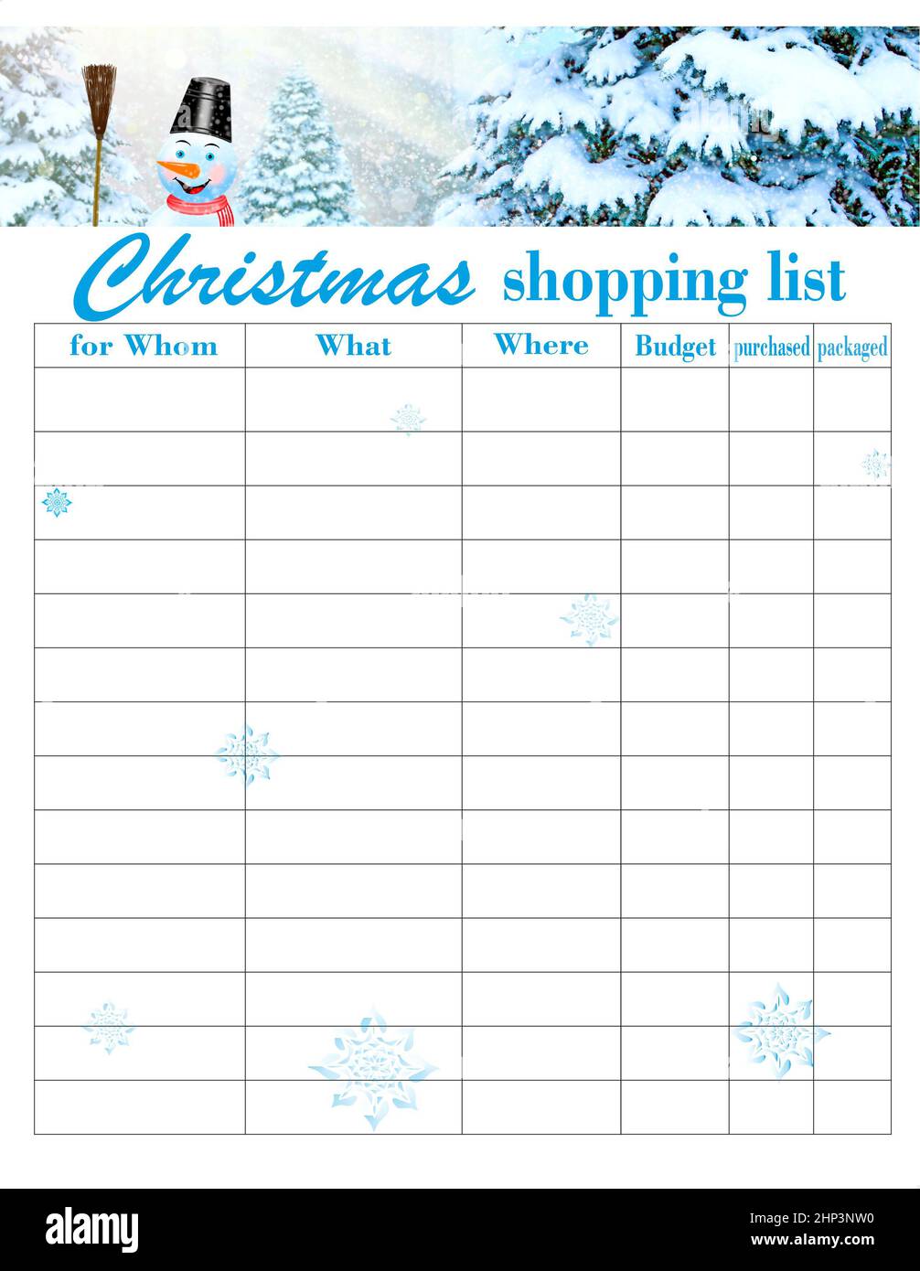 shopping list for Christmas. Christmas shopping list. Schedule with ...