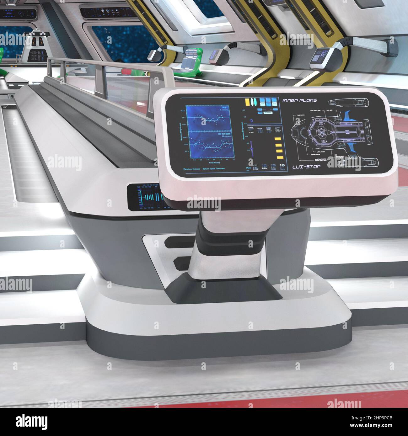 3D-illustration of the command center in a science fiction starship ...