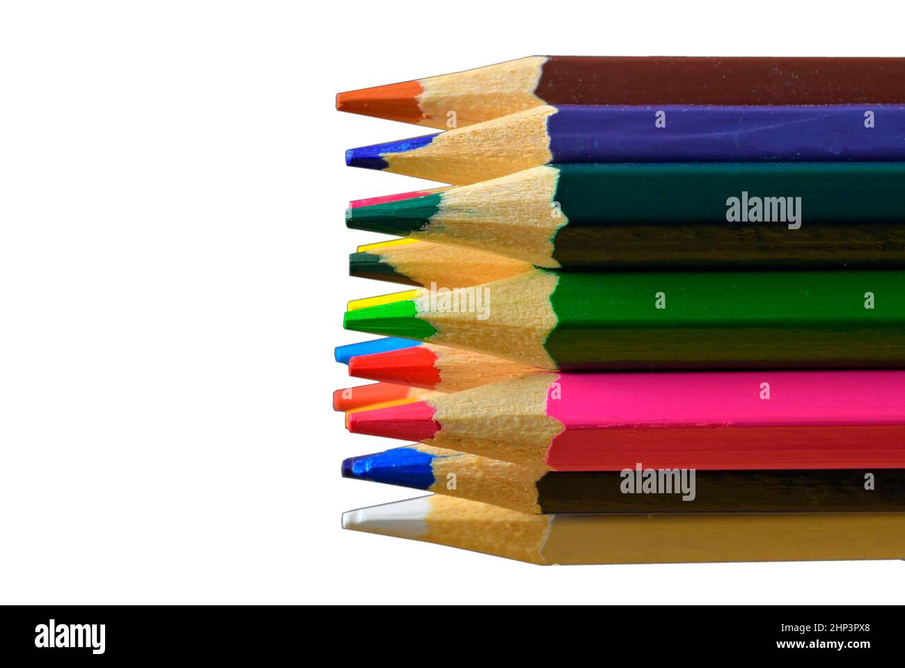 Textured wood colored pencils. Colored pencils macro. Assortment of ...