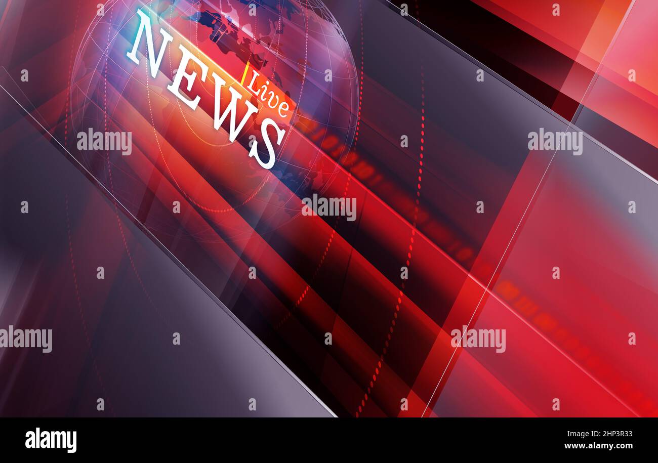 Graphical red theme live news background. 3d illustration Stock Photo ...