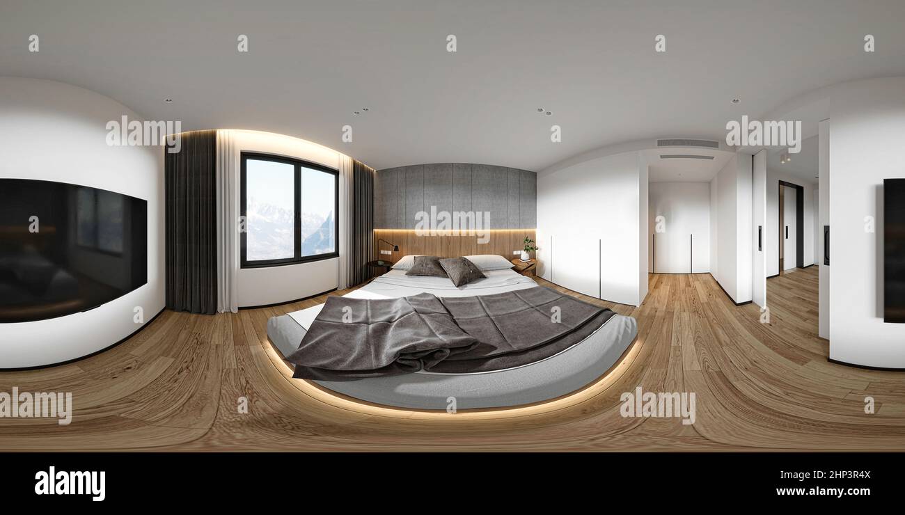 360 degrees home interior, 3d render Stock Photo - Alamy