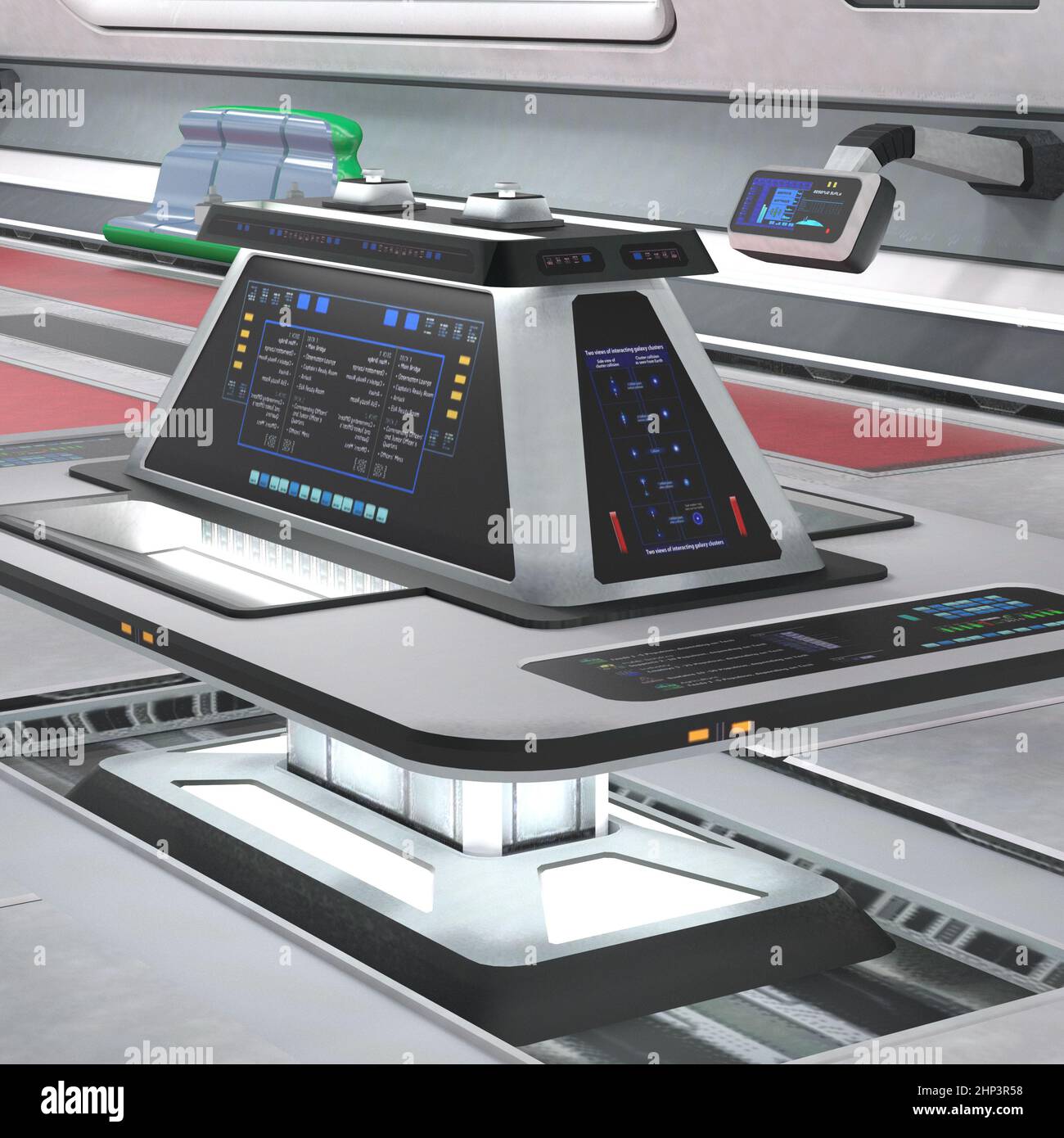3D-illustration of the command center in a science fiction starship ...
