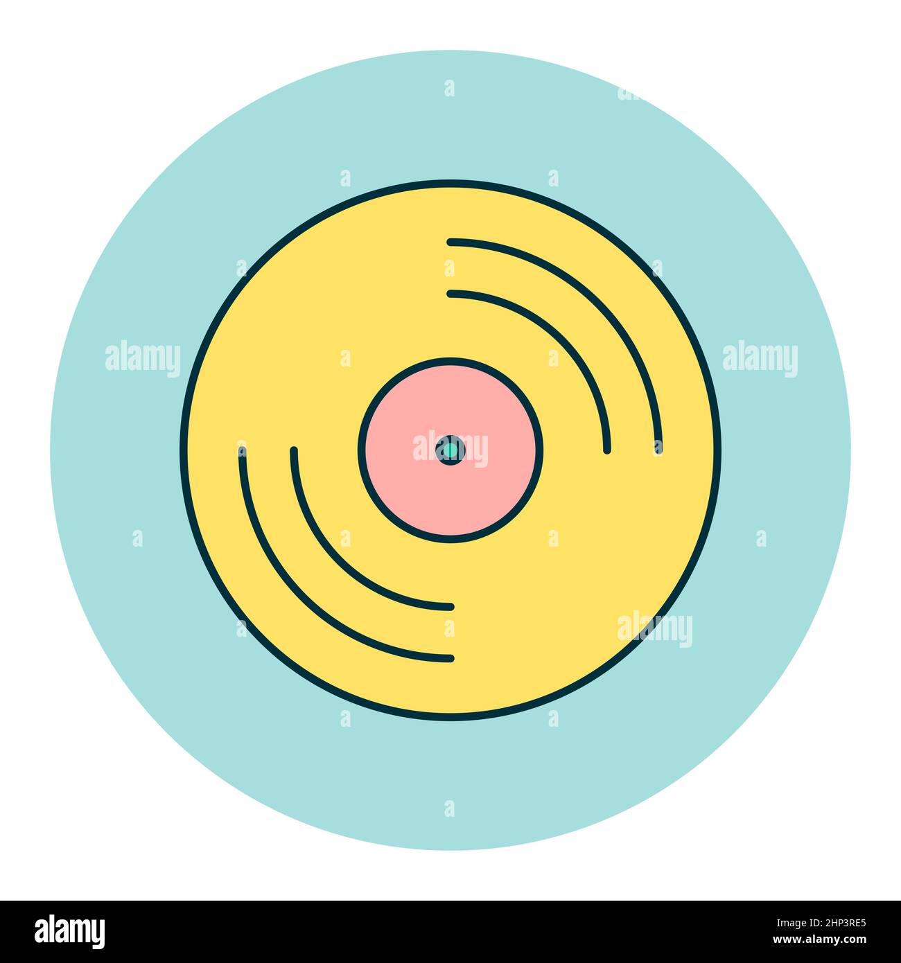 Vinyl record, lp record color flat vector icon. Music sign. Graph ...