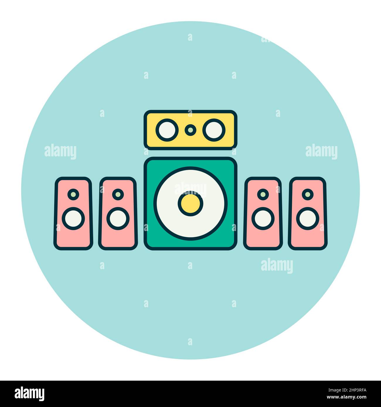5.1 surround sound system vector flat icon. Graph symbol for music and ...