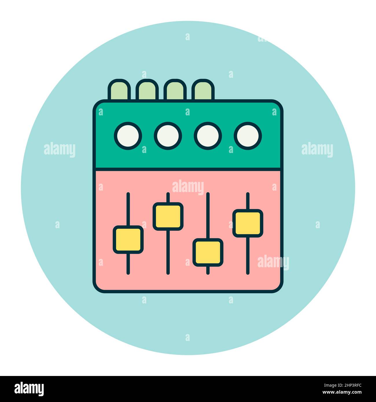 Mixing console color vector icon. Graph symbol for music and sound web ...