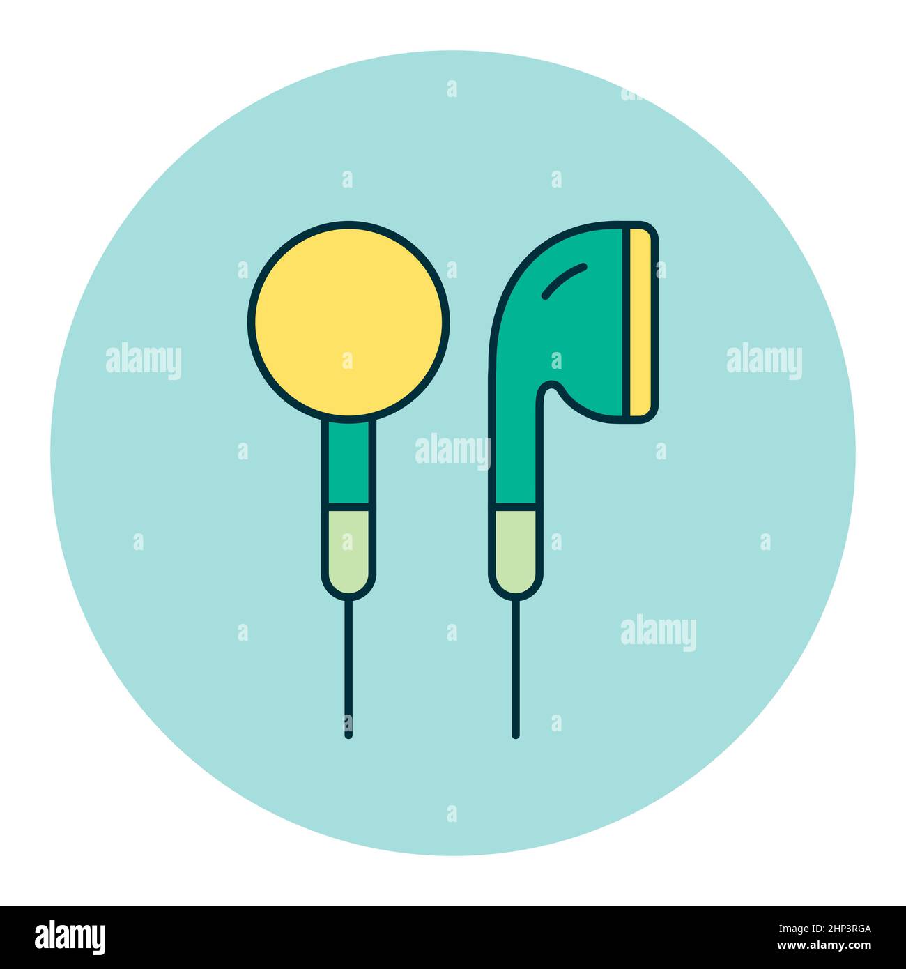 Ear-bud headphone color vector icon. Graph symbol for music and sound ...