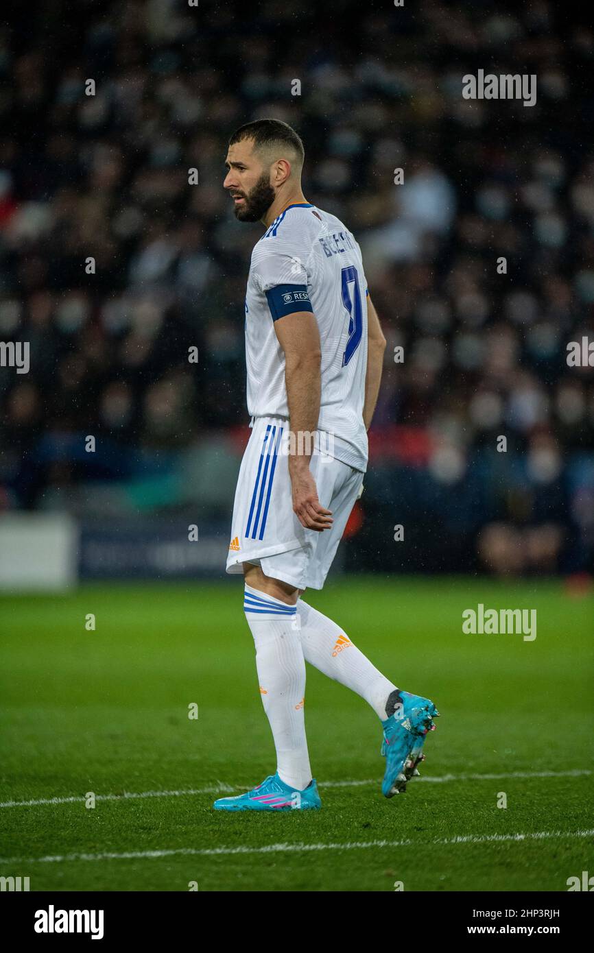 PARIS, FRANCE - FEBRUARY 15: Karim Benzema of Real Madrid during the ...