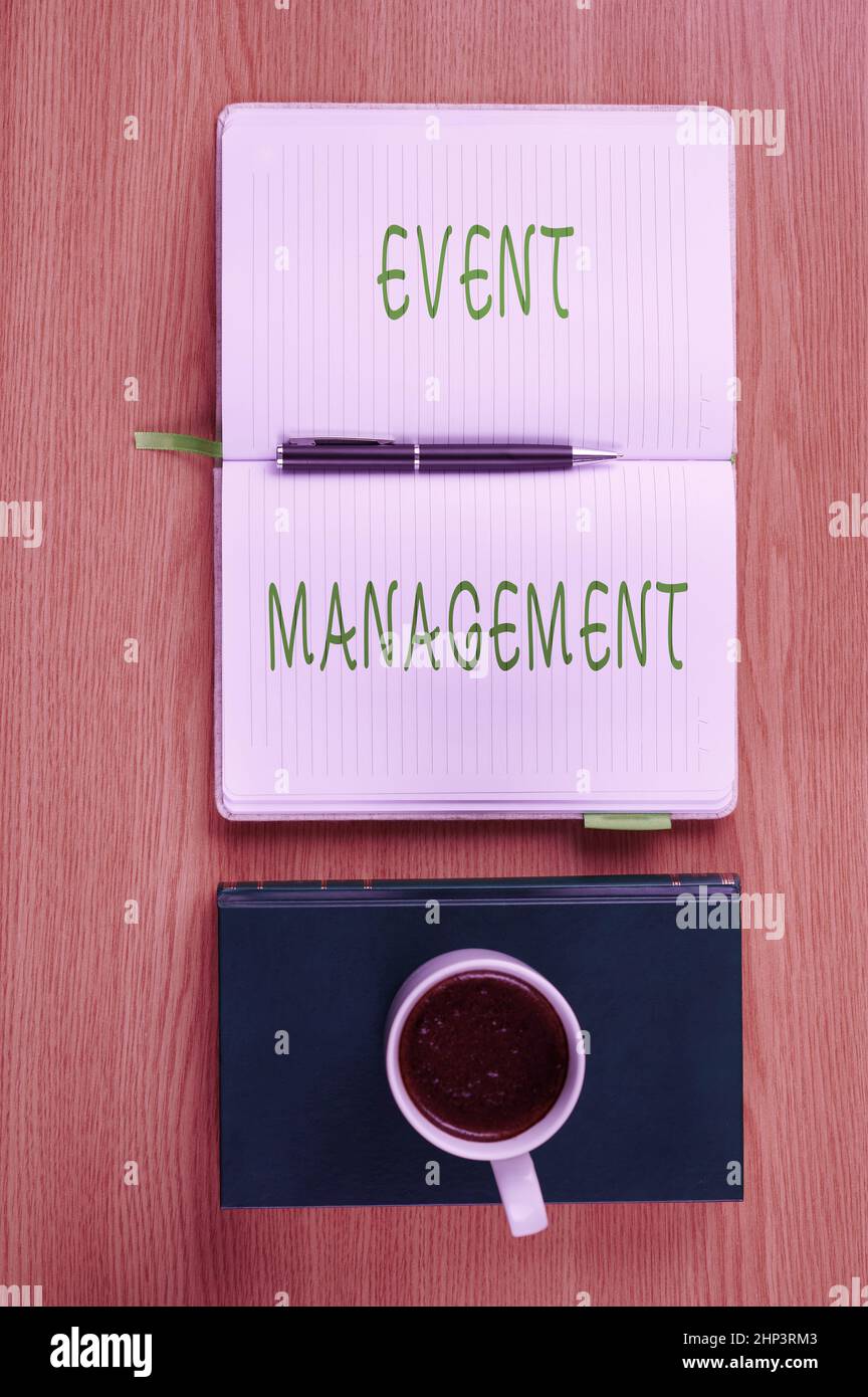 Sign displaying Event Management, Internet Concept creation and ...