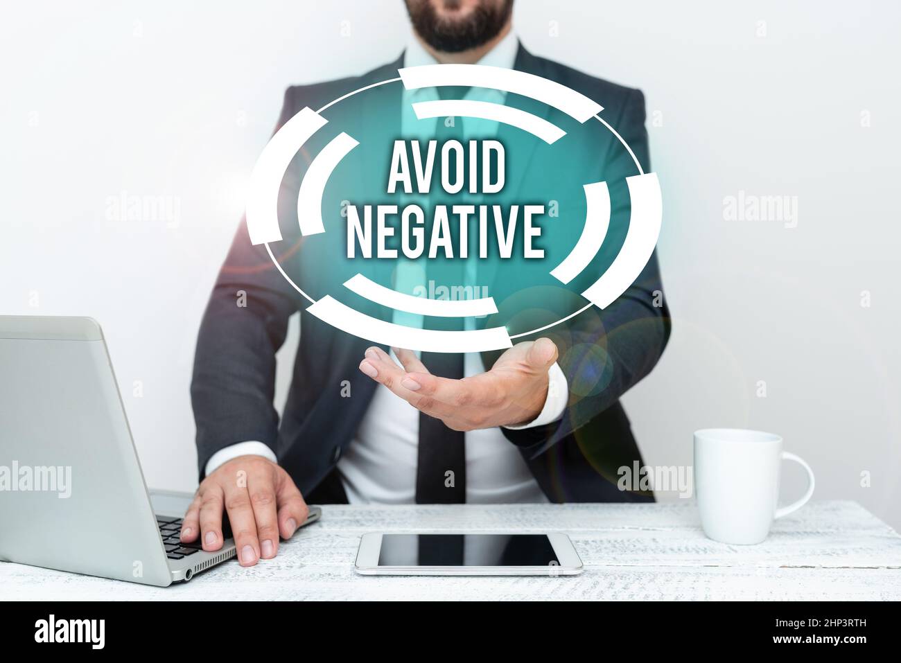 Text caption presenting Avoid Negative, Word Written on Staying away ...