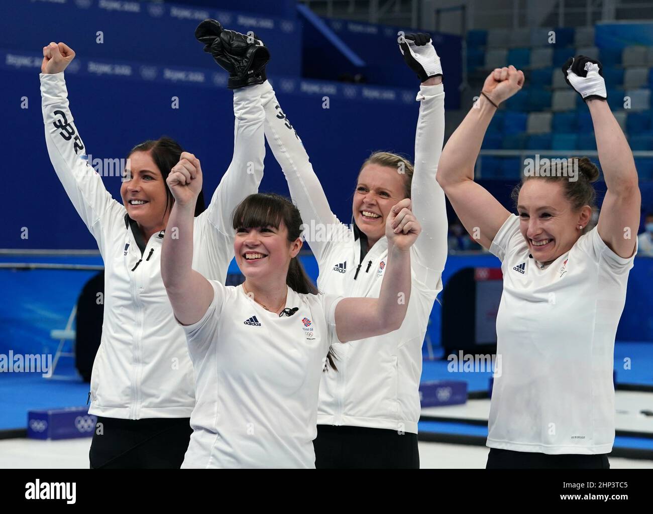 Left to right, Great Britain's Eve Muirhead, Hailey Duff, Vicky Wright ...