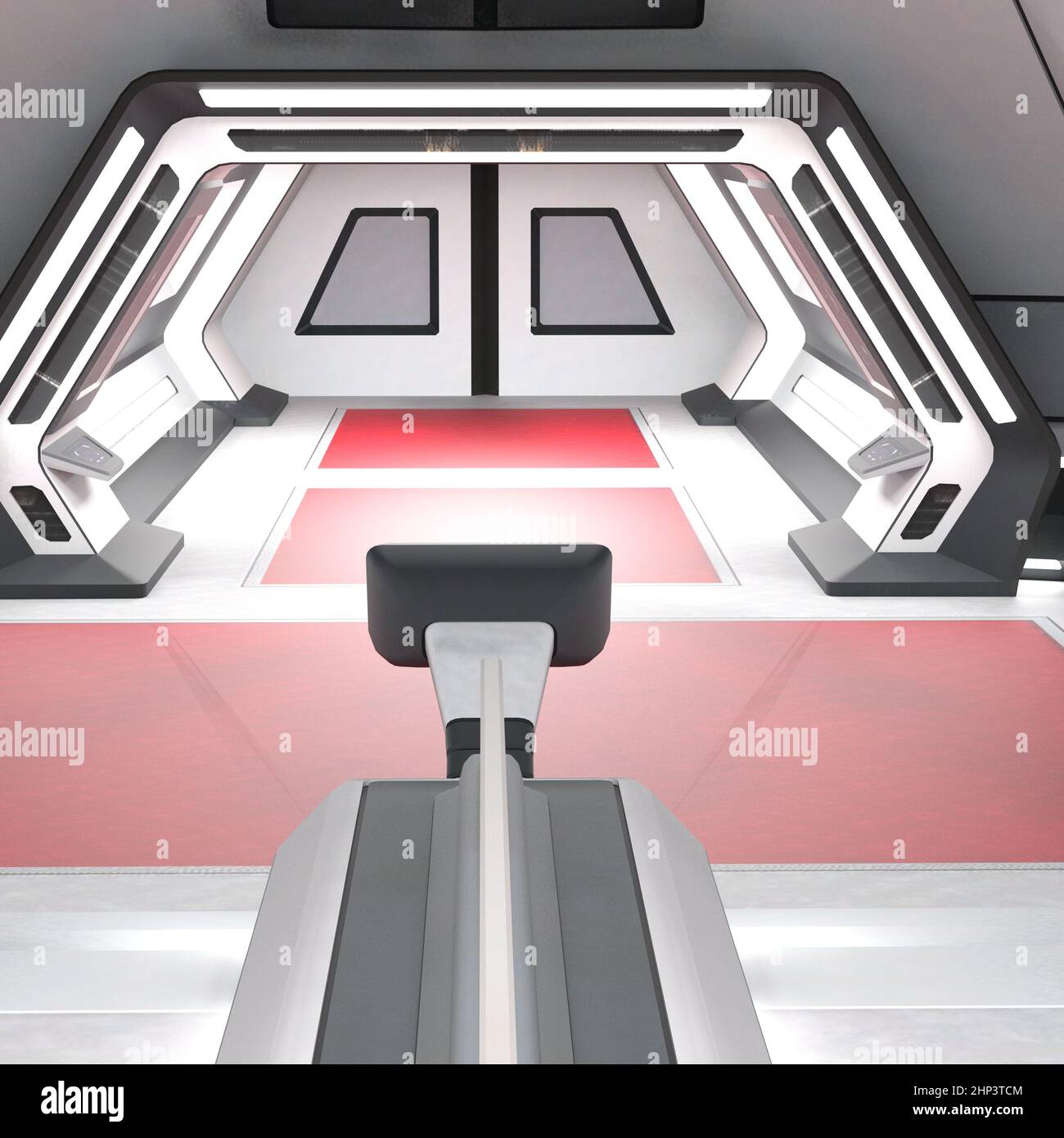 3D-illustration of the command center in a science fiction starship ...