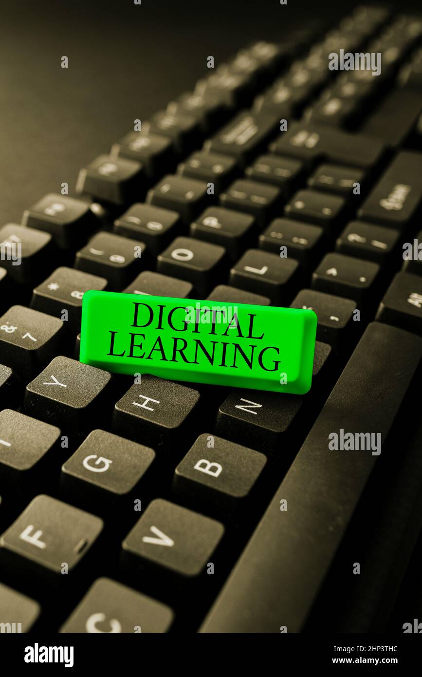 Text sign showing Digital Learning, Word Written on accompanied by ...