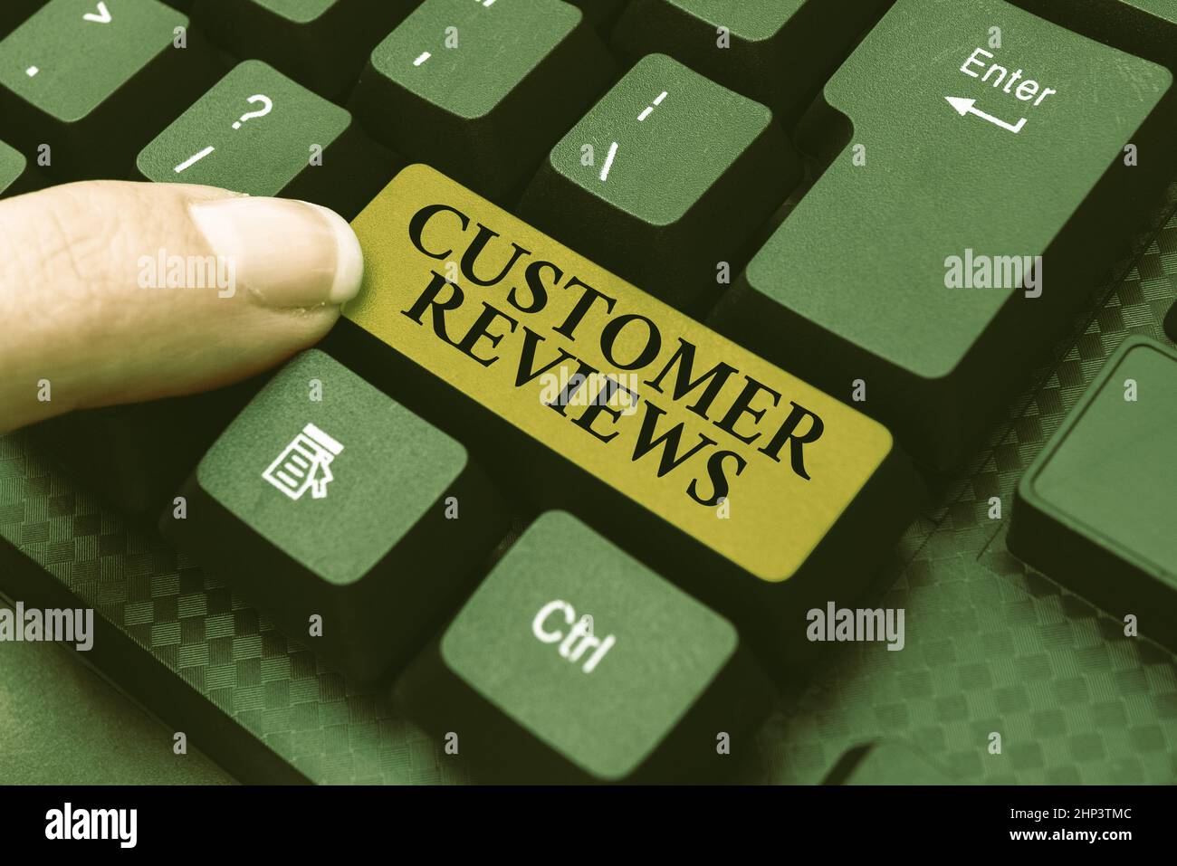 Sign displaying Customer Reviews, Word for review of product or service ...