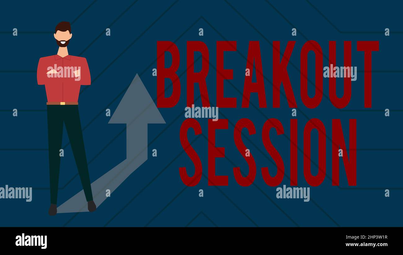 Writing displaying text Breakout Session, Business concept workshop ...