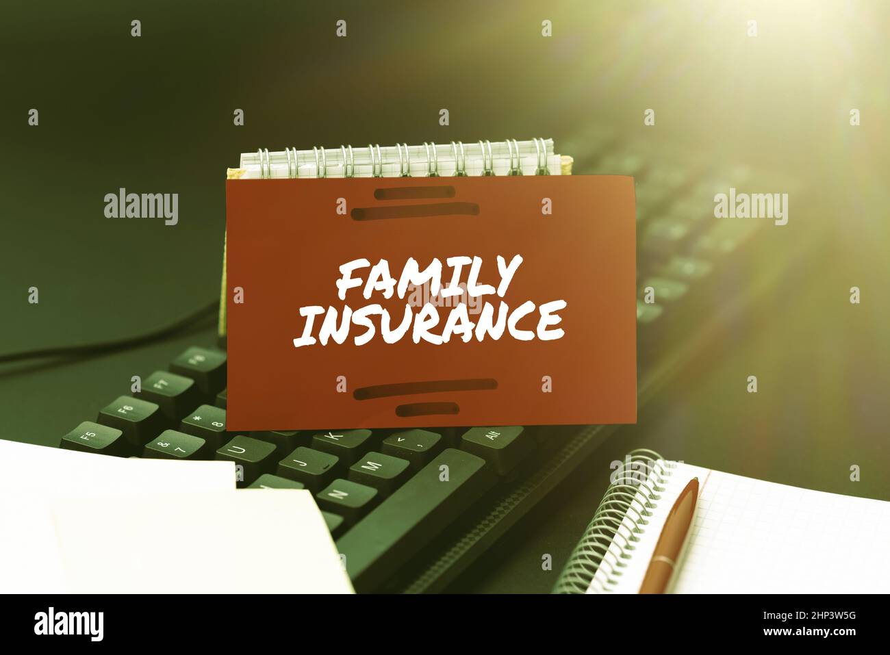 Sign displaying Family Insurance, Business overview paying a partial or ...
