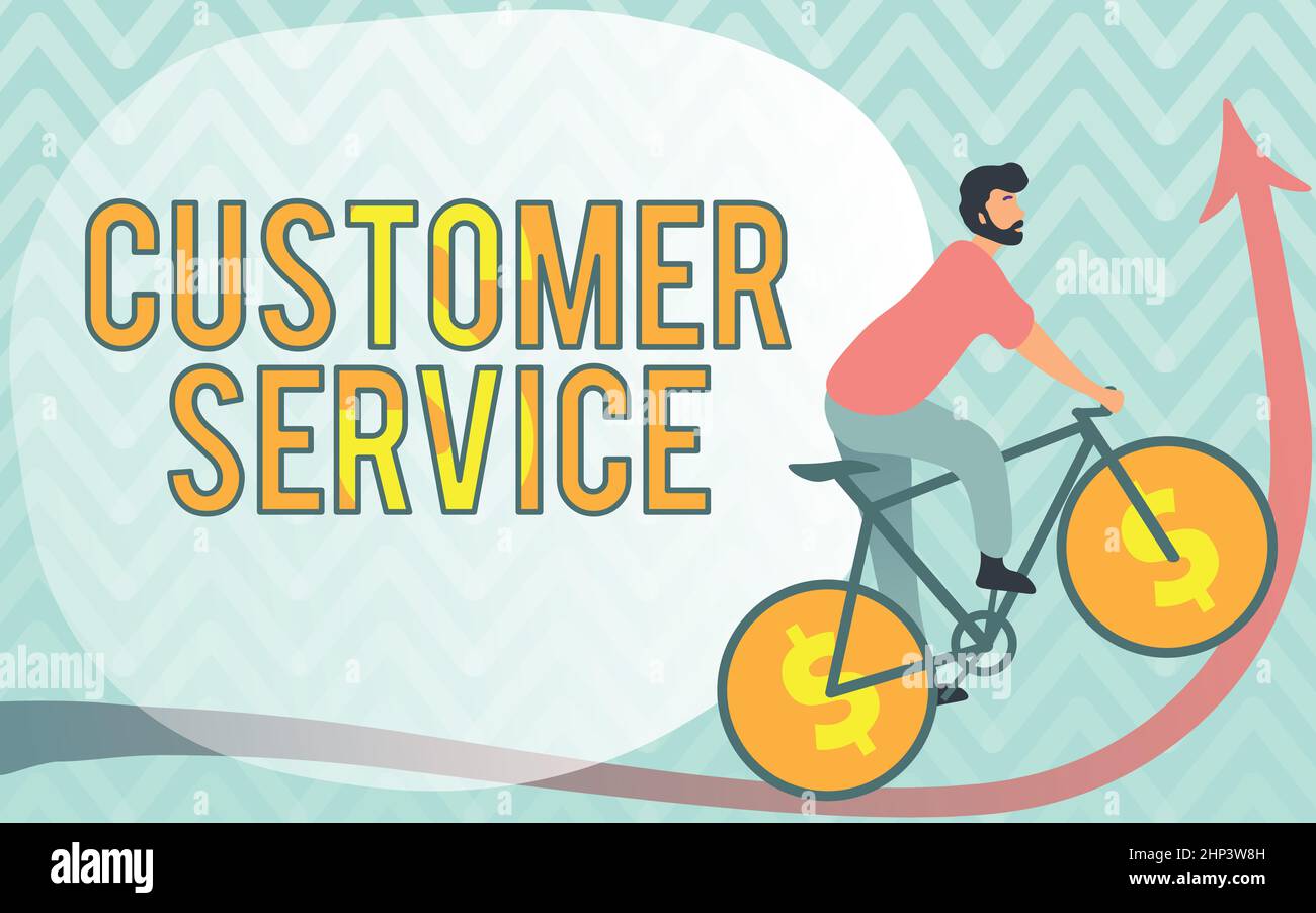 Hand writing sign Customer Service, Business showcase process of ...