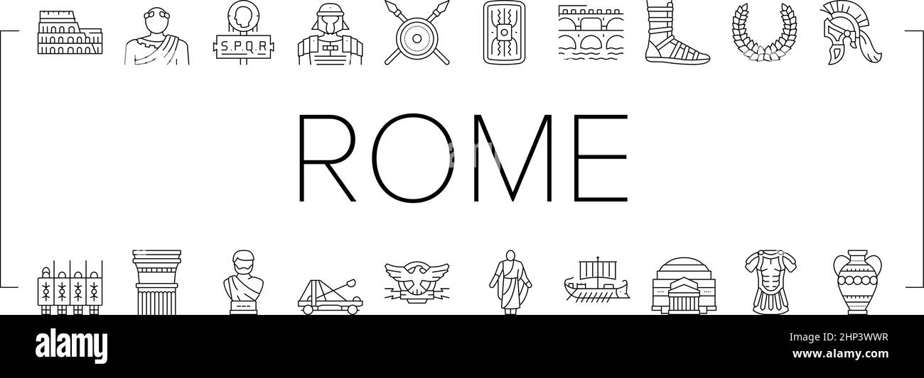Ancient Rome Antique History Icons Set Vector Stock Vector Image & Art ...