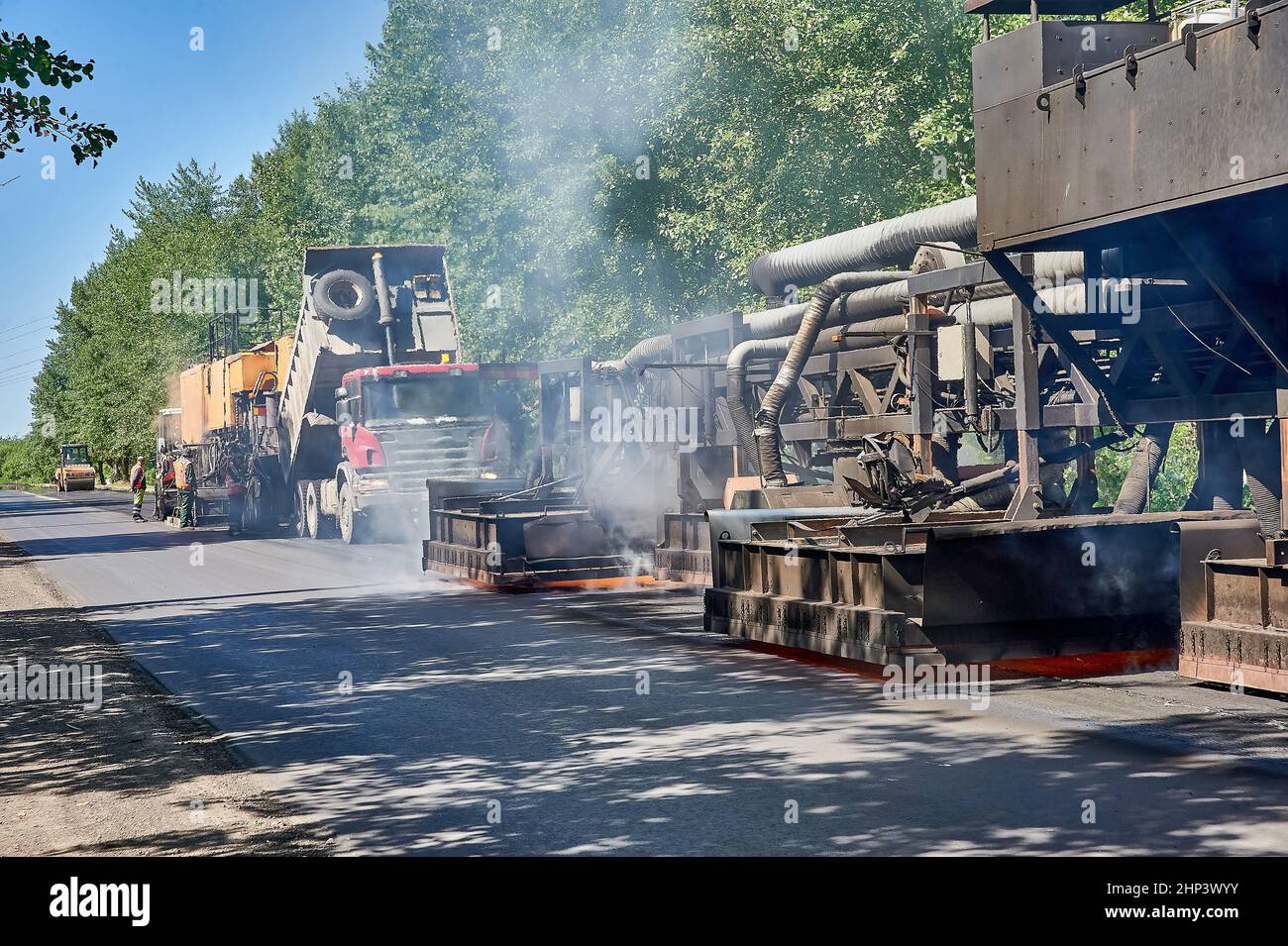 replacement of asphalt pavement by recycling, Asphalting with hot ...