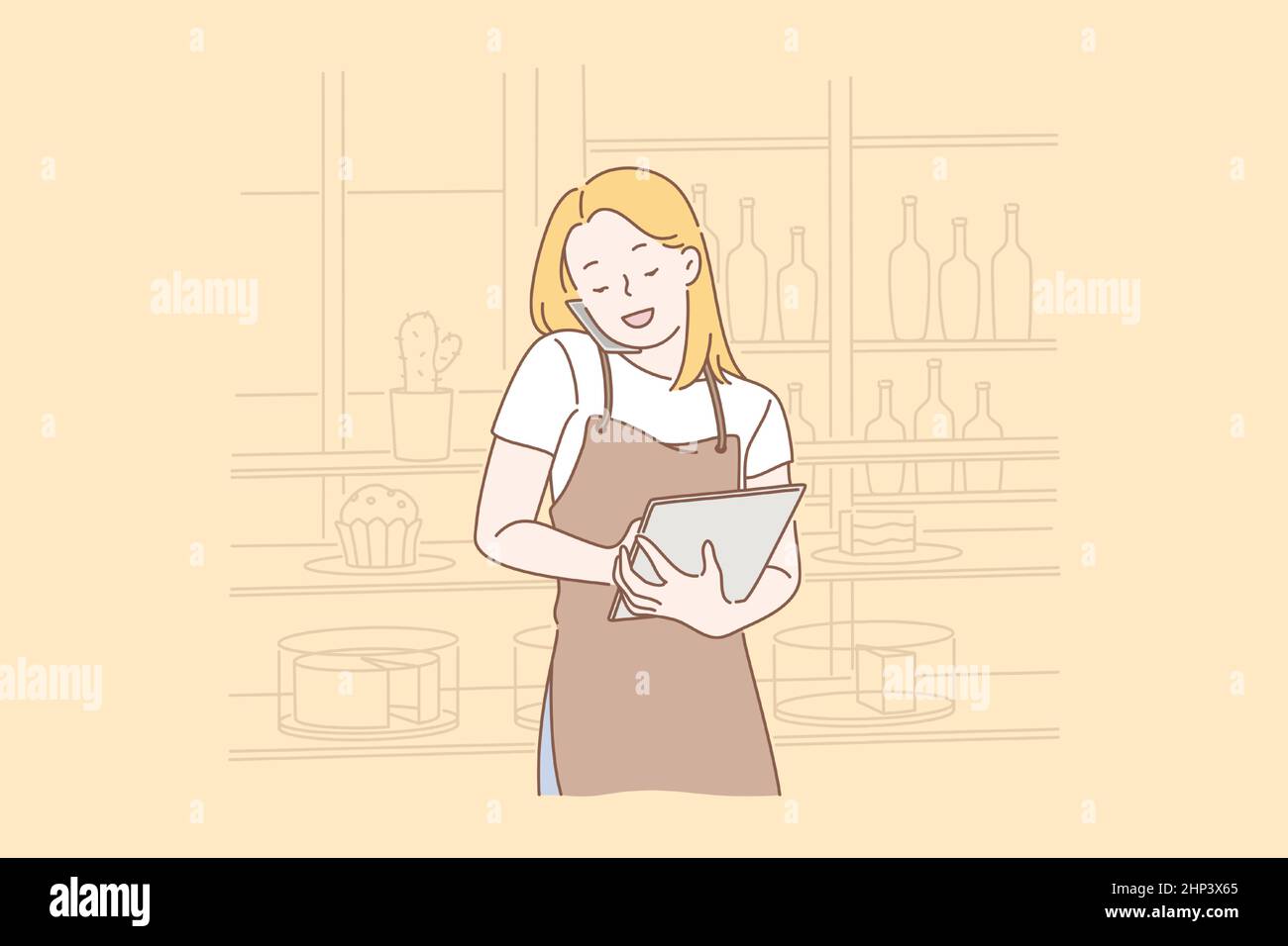 Cafe server Stock Vector Images - Alamy