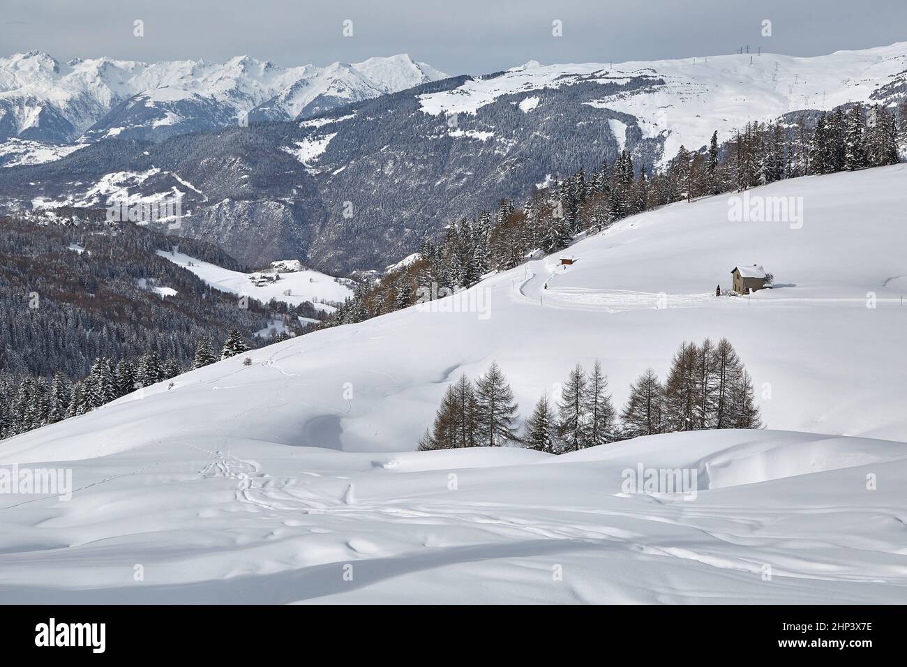 Scenic winter area with snow in the Alps Stock Photo - Alamy