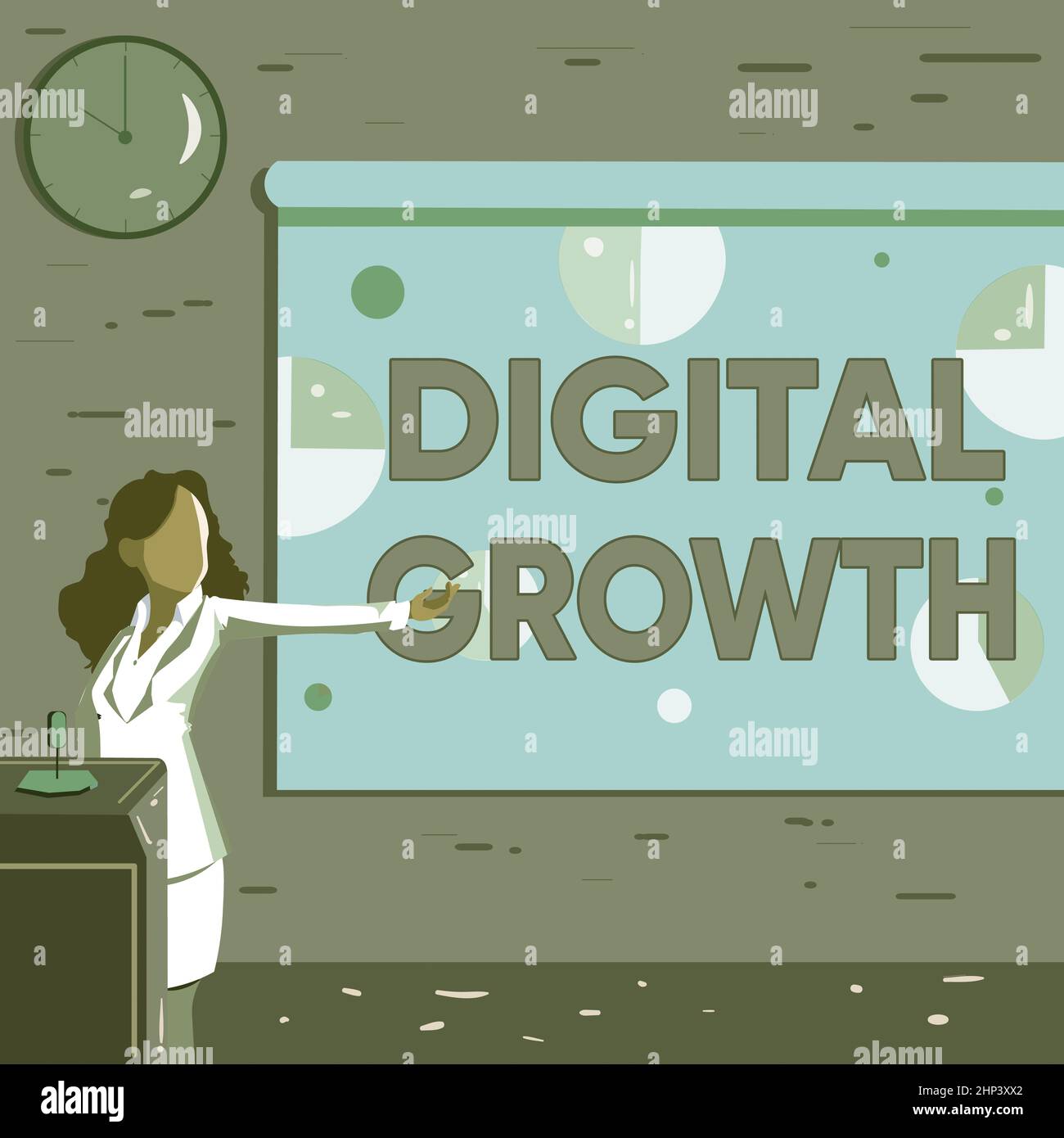 Text caption presenting Digital Growth, Business idea early stages of ...