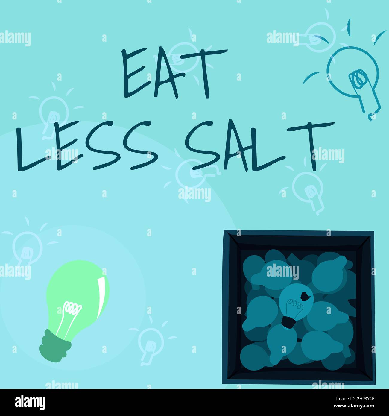 Sign displaying Eat Less Salt, Business showcase reducing the sodium ...